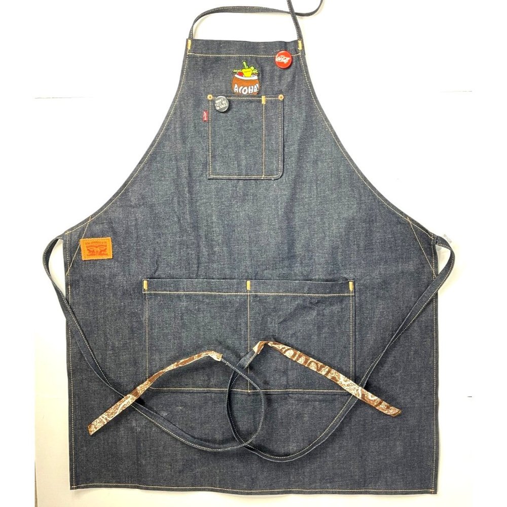 Bartender Levis Dark Denim Tiki Cocktail Apron Aloha … - Gem